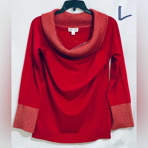 QUESTIONS | Sweaters | Ladies Dark Red Turtleneck Sweater With Silver ...